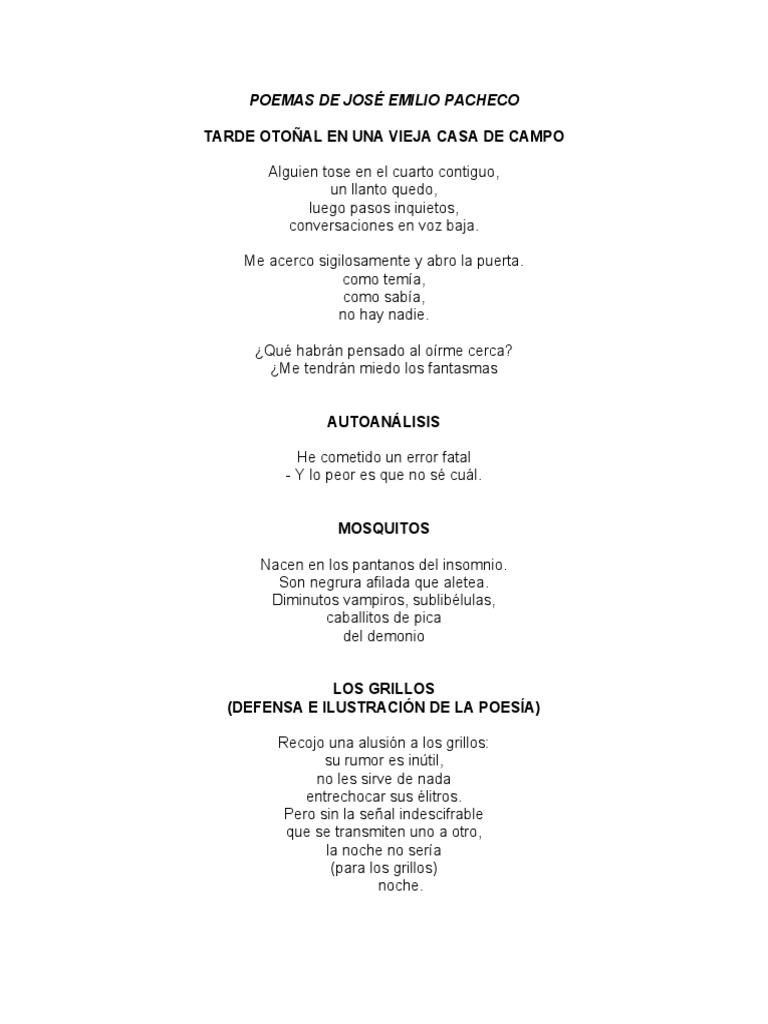 Poemas de José Emilio Pacheco | PDF