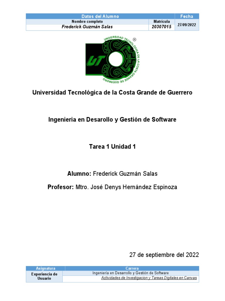 U1. Tarea 1 | PDF | Usabilidad | Red mundial