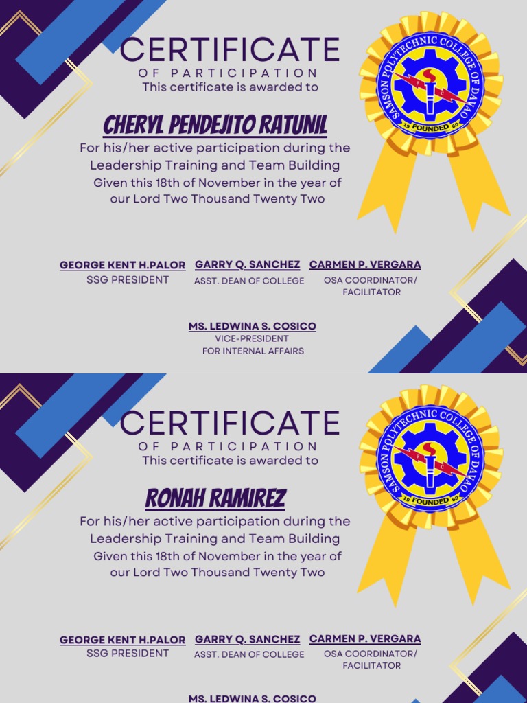 White and Blue Modern Certificate of Participation 1 | PDF