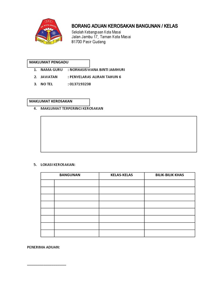 Borang Aduan Kerosakan Bangunan | PDF Borang Aduan Kerosakan Bangunan | PDF