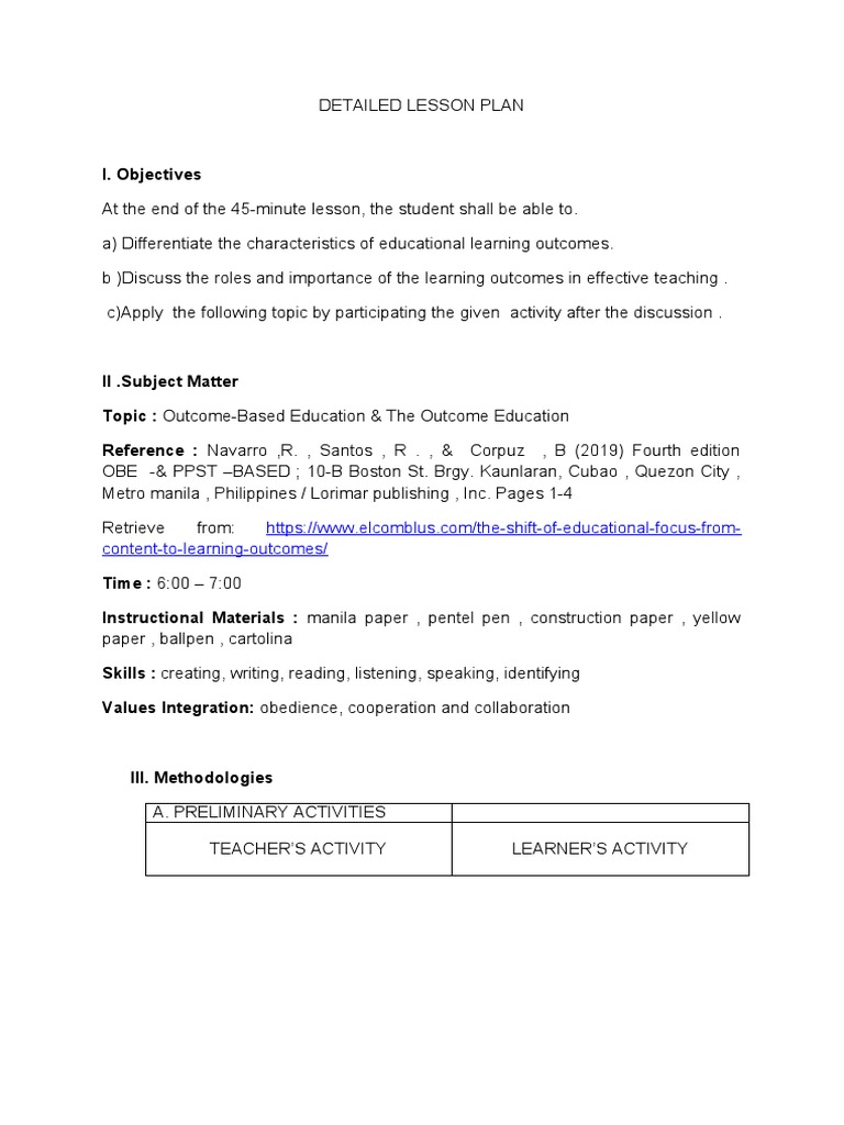 Detailed Lesson Plan | PDF | Teaching Method | Lesson Plan