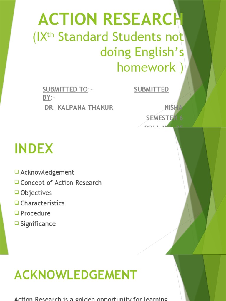 Action Research | PDF | Homework | Teachers