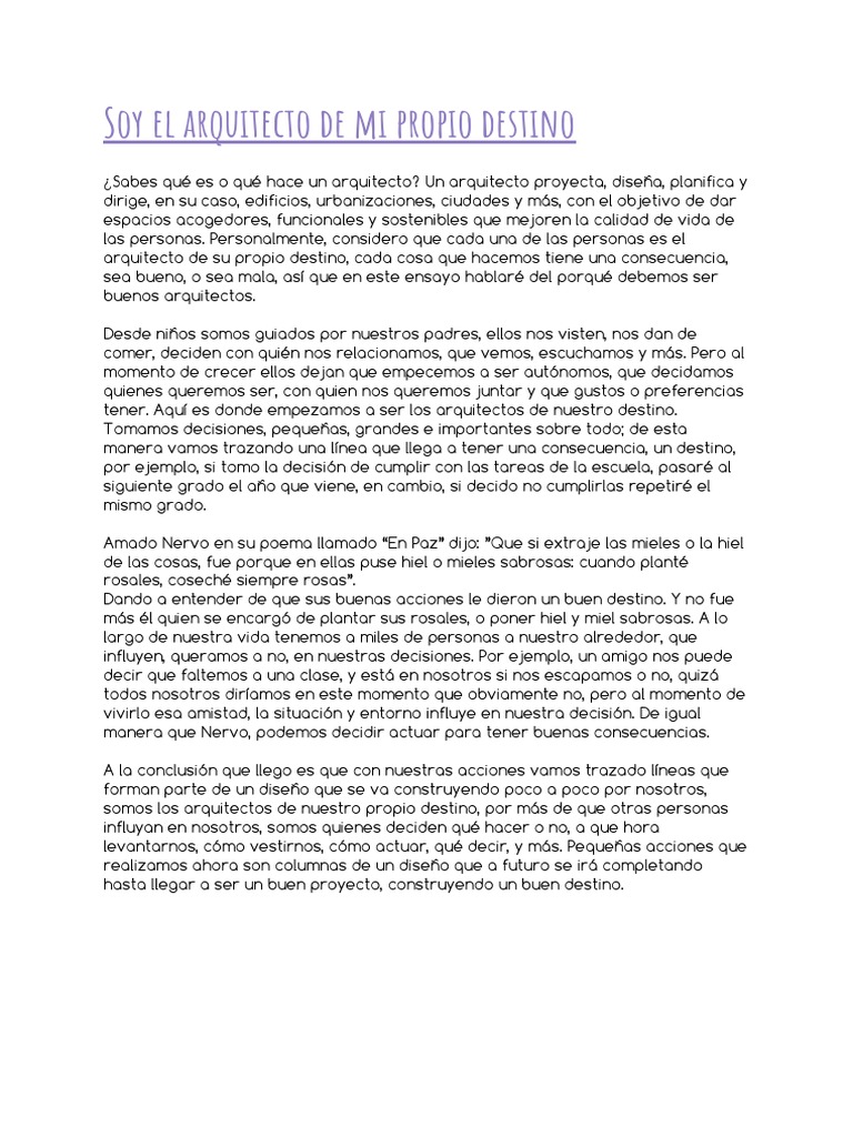 Ensayo - Soy El Arquitecto de Mi Propio Destino | PDF | Arquitecto