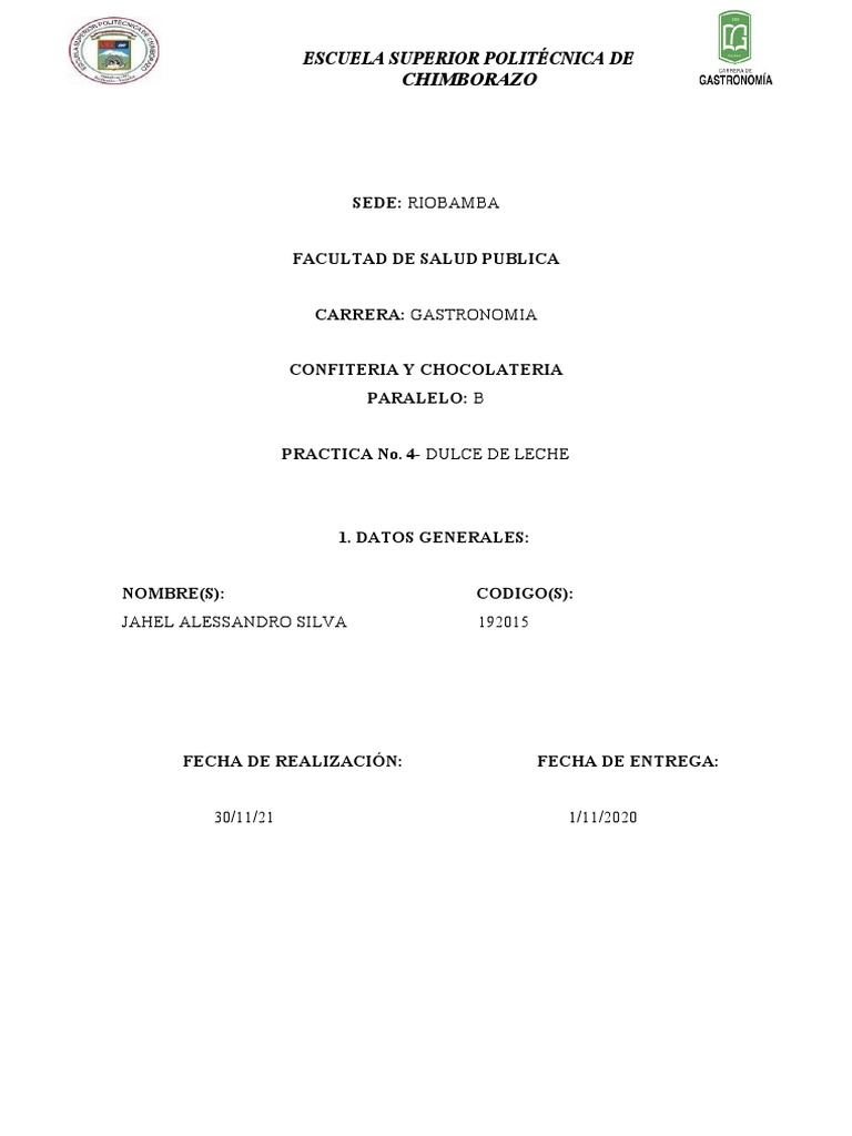Informe Dulce De Leche Alessandro Silva Pdf Leche Comida Y Bebida