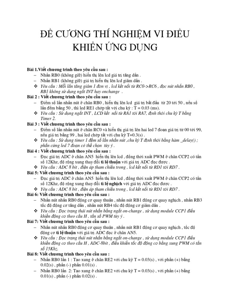 De Cuong Thi Nghiem VDK Ung Dung | PDF
