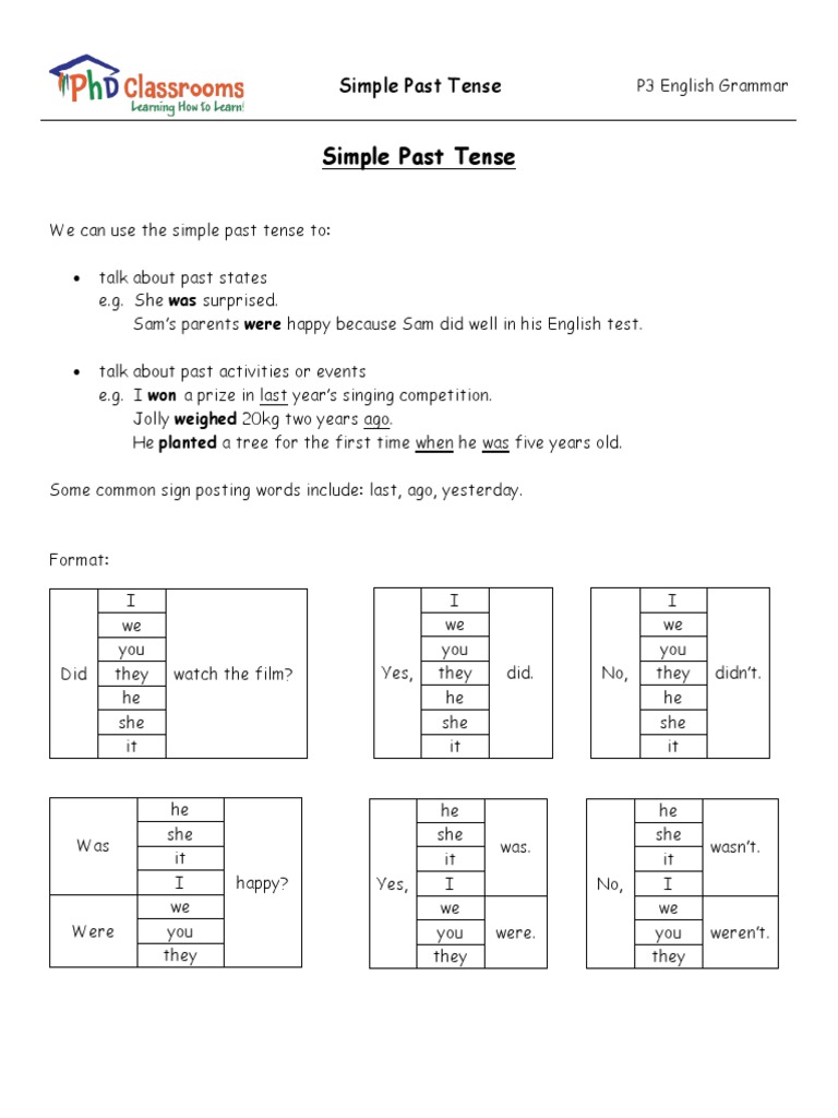 Simple Past Tense | PDF