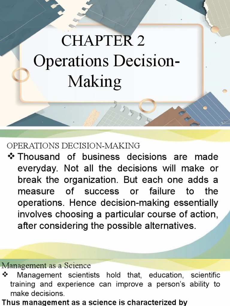 CHAPTER 2 Operations and Decisions Making | PDF | Decision Making ...