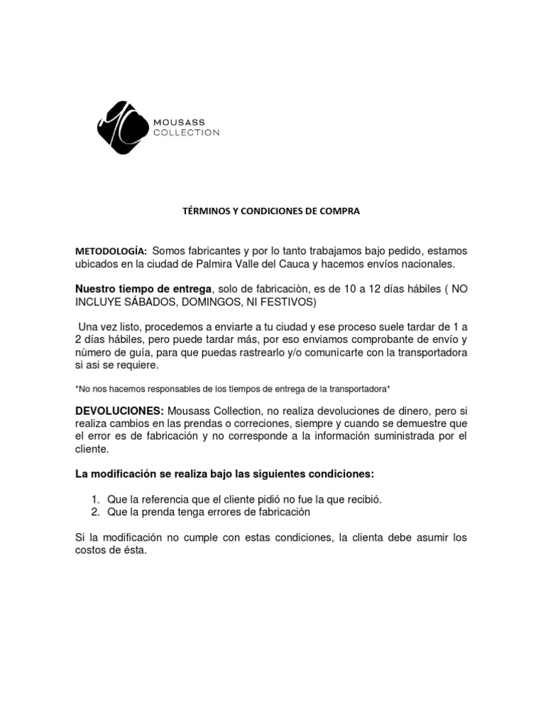 Terminos y Condiciones | PDF