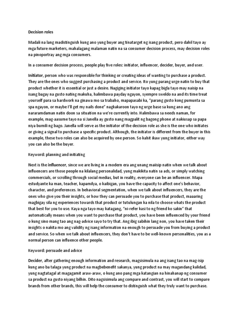 Understanding consumer decision roles and variables | PDF | Marketing ...