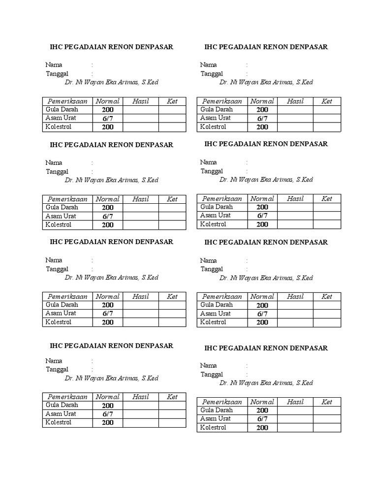 Form Pemeriksaan GDS | PDF