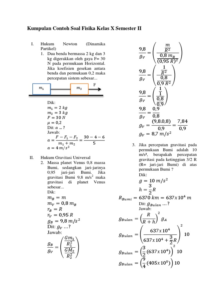 Kumpulan Contoh Soal Fisika Kelas X Semester II | PDF