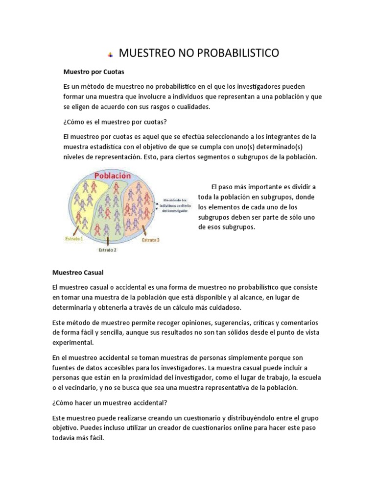 Muestreo No Probabilistico | PDF | Muestreo (Estadísticas) | Probabilidad