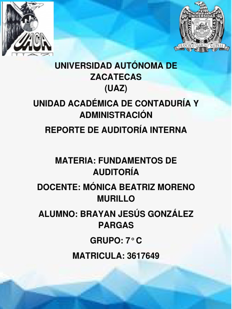 Reporte de auditorÃ_a interna_Brayan Jesus 7C | PDF | Business | Póliza ...