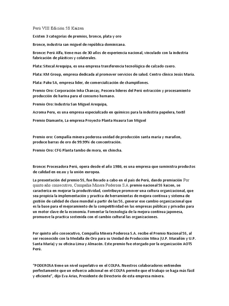 5S Kaizen | PDF | Perú | Business