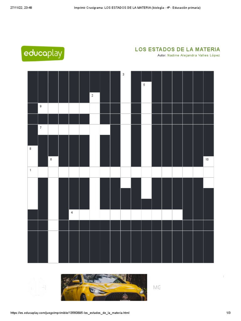 Crucigrama - LOS ESTADOS DE LA MATERIA | PDF | Líquidos | Fase (materia)