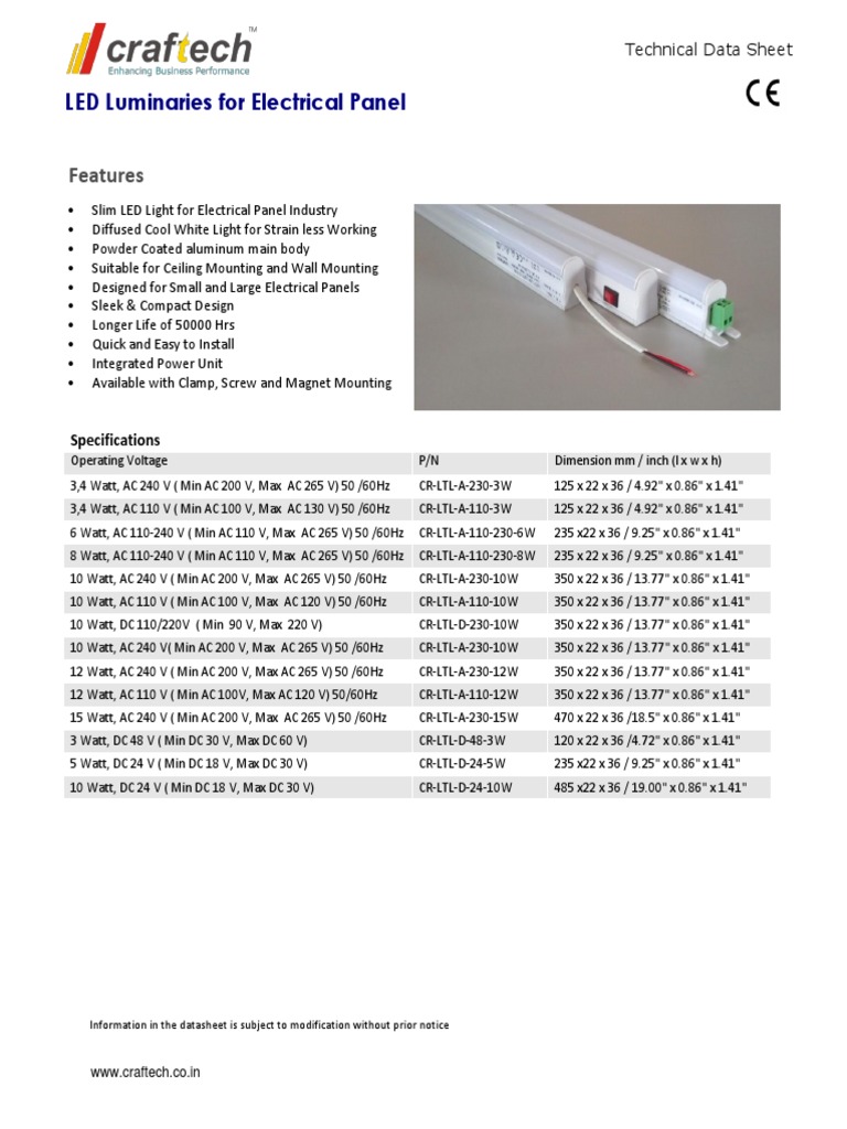 Datasheet - Crafttech LED Light | PDF | Electrical Connector ...