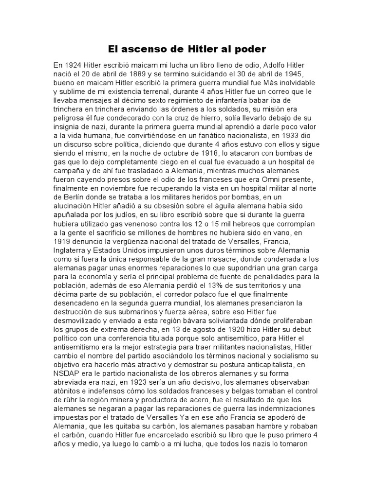 El Ascenso de Hitler Al Poder | PDF | Alemania nazi | Adolf Hitler