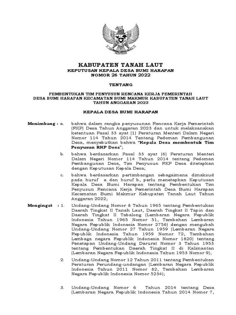 SK. Tim Penyusun RKP Desa 2023 FIX | PDF