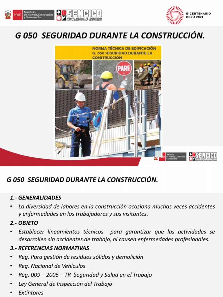 G 050 Seguridad Durante La Construcción | PDF | Andamio | Herramientas