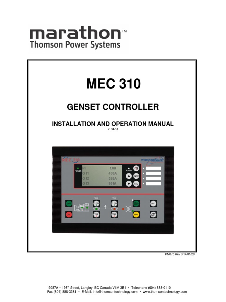 MEC310 Manual. | PDF | Relay | Electric Generator