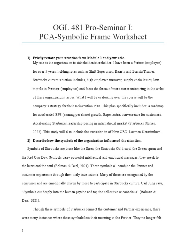 5 Symbolic Frame Assignment Pdf Starbucks Business 