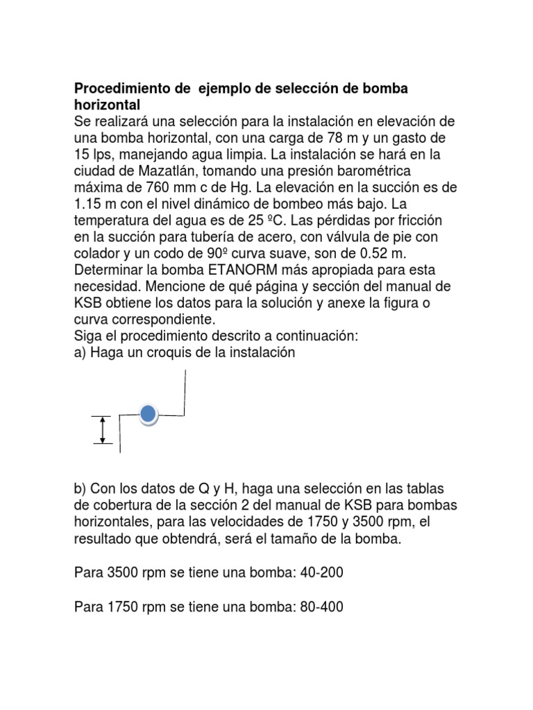 Ejemplo de Selección de Bomba KSB Horizontal | PDF | Bomba | Ingeniería mecánica