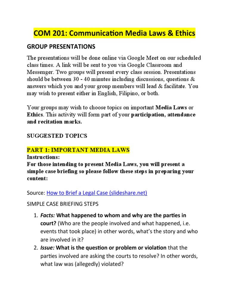 COM 201 Group Presentation Task 2022 | PDF