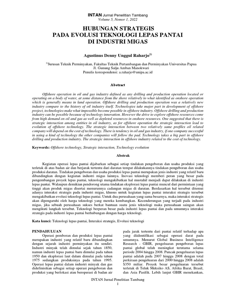 Jurnal Intan Vol 5 No 1 2022 Raharjo FIX | PDF | Chemical Process Engineering | Petroleum