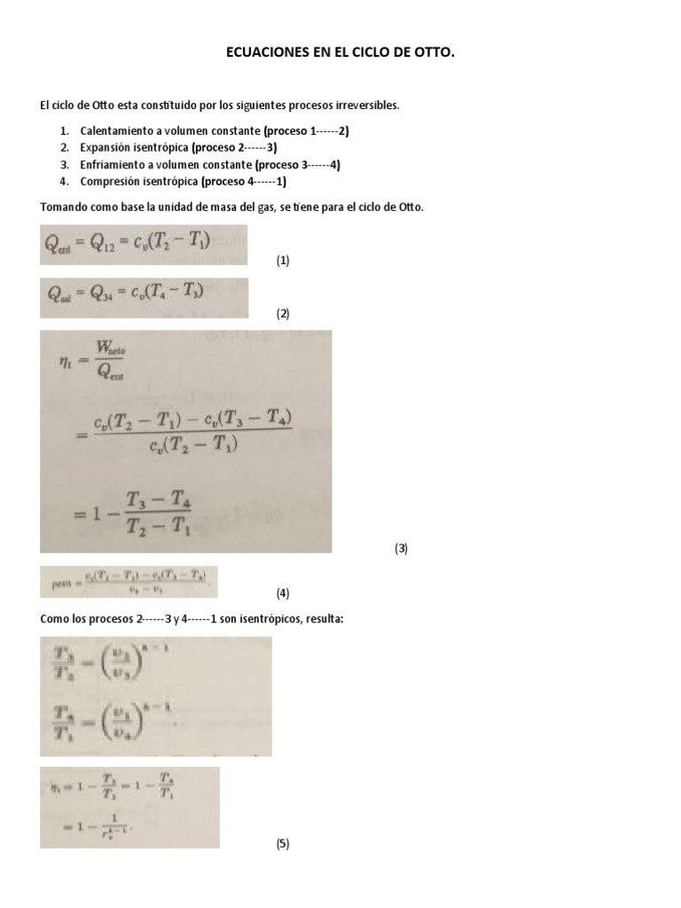 Ecuaciones en El Ciclo de Otto | PDF
