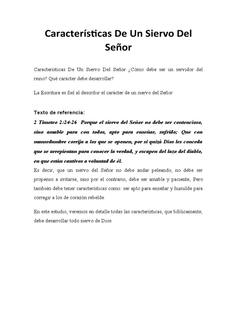 Características de un Siervo del Señor | PDF | Cristo (título) | Biblia