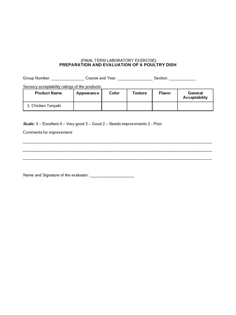 Last Lab Evaluation Form | PDF | Eating Behaviors Of Humans | Food And ...