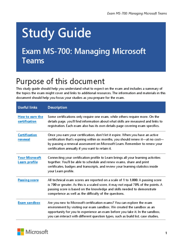 MS-700 Exam Guide: Managing Teams | PDF | Computer Network | Test ...