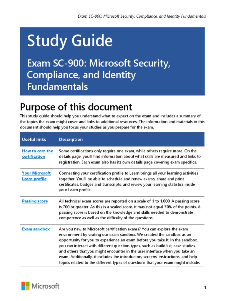 SC-900 Exam Study Guide Overview | PDF | Microsoft Azure | Test ...