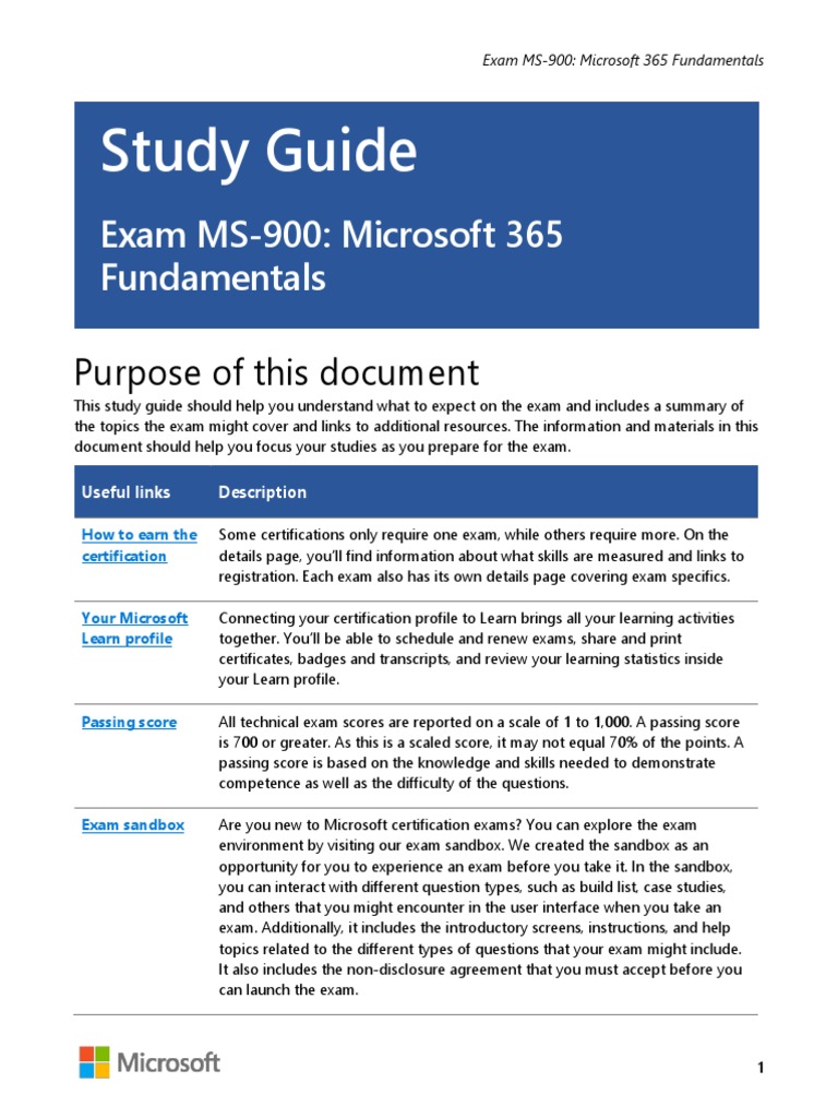 MS-900 Microsoft 365 Exam Guide | PDF | Cloud Computing | Test (Assessment)