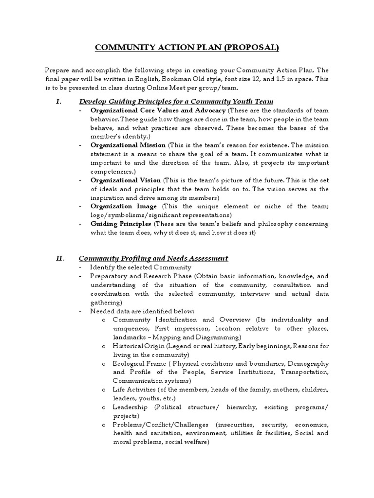 Preparation For COMMUNITY ACTION PLAN | PDF | Community | Needs Assessment