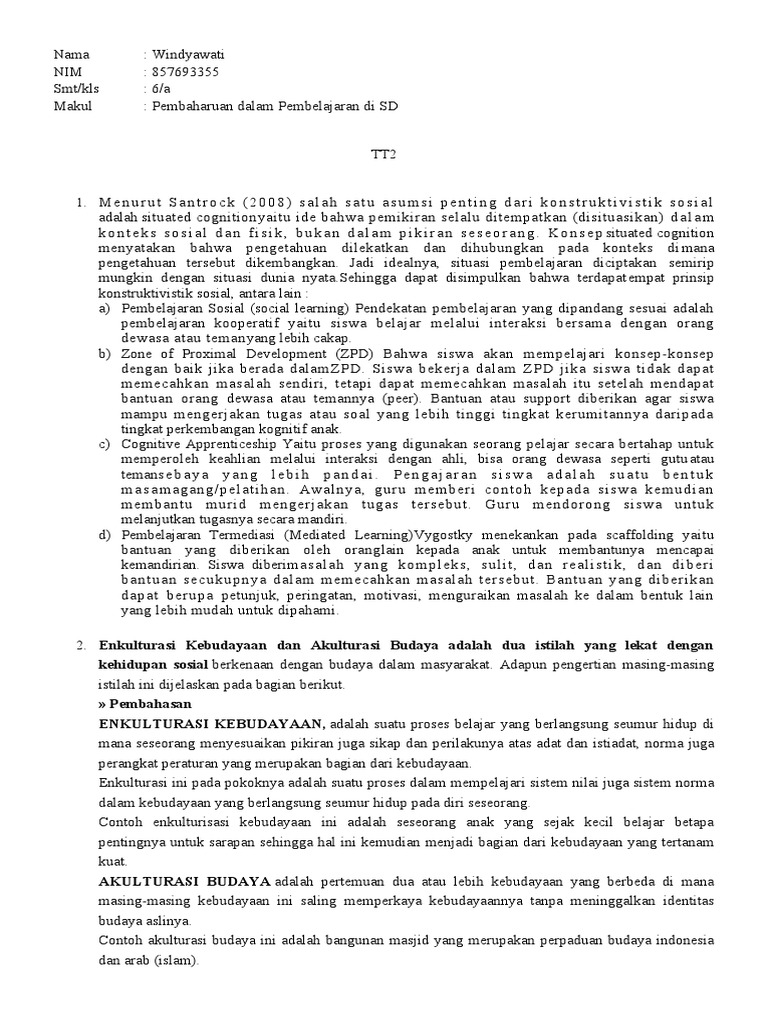 Pembaharuan Pembelajaran Konstruktivistik SD | PDF