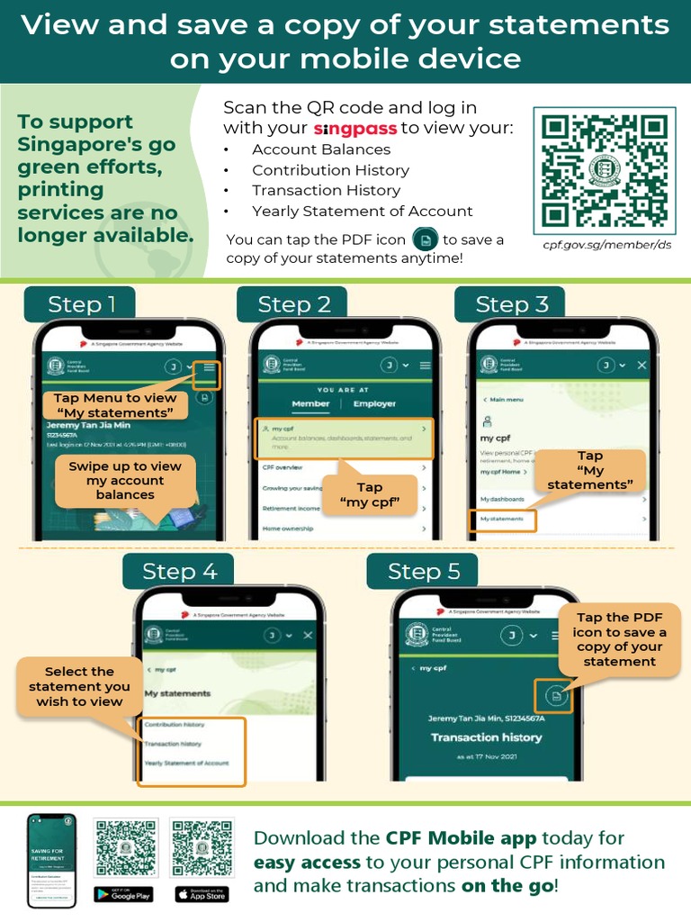 Guide To View and Save CPF Statements | PDF