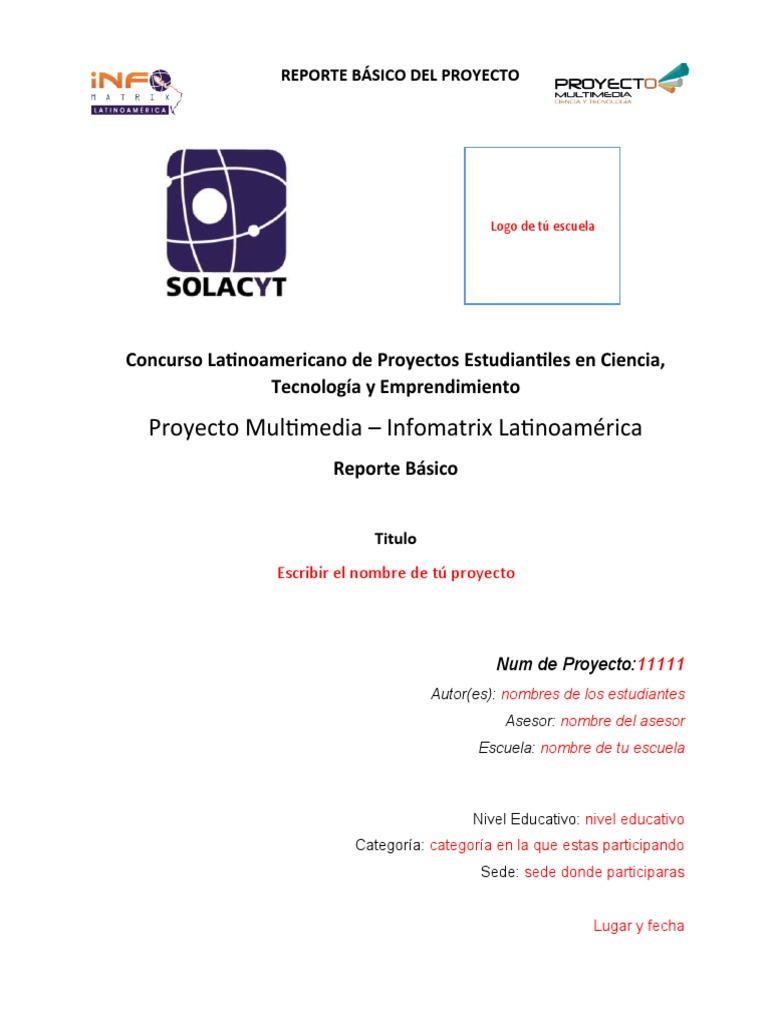 Infomatrix LATAM: Guía Proyecto Estudiantil | PDF | Youtube