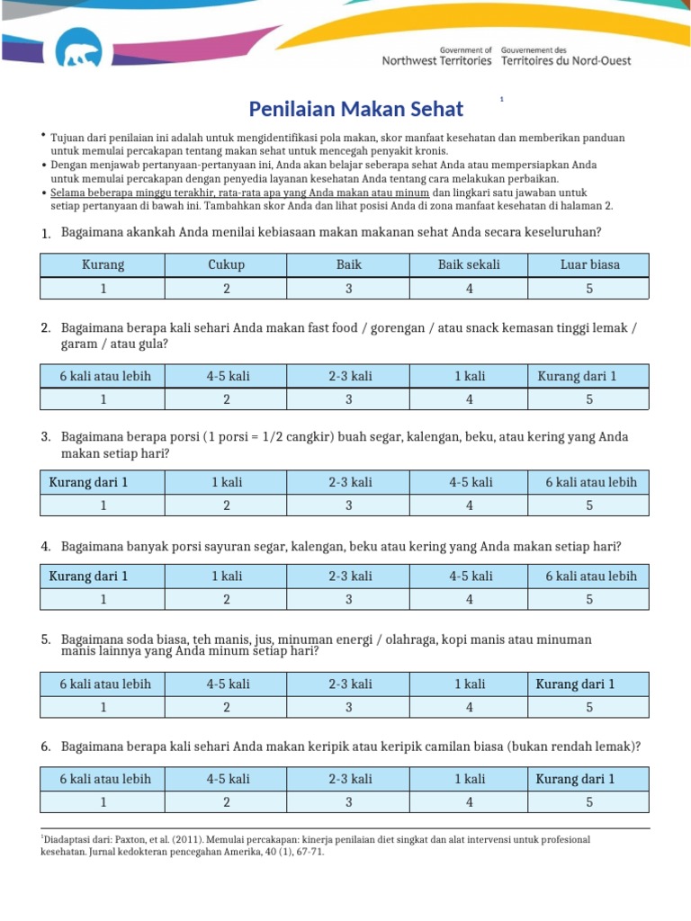 Healthy Eating Assessment | PDF
