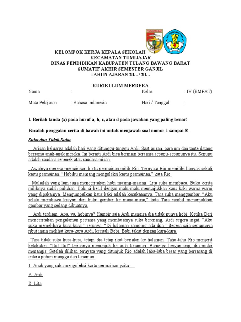 Kelas 4 B Indo | PDF | Seni & Disiplin Bahasa | Kajian Bahasa Asing