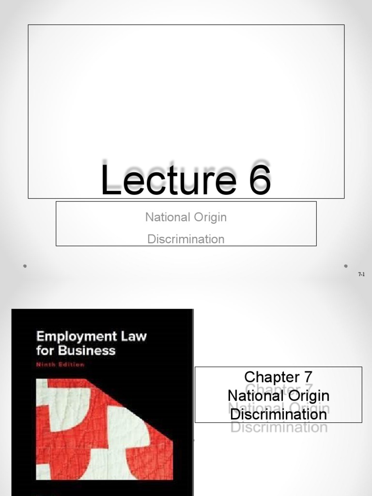 CH 7 - National Origin Discrimination | PDF