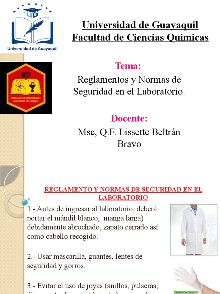 Diapositivas Normas de Seguridad en El Lab | PDF | Redox | Agente oxidante