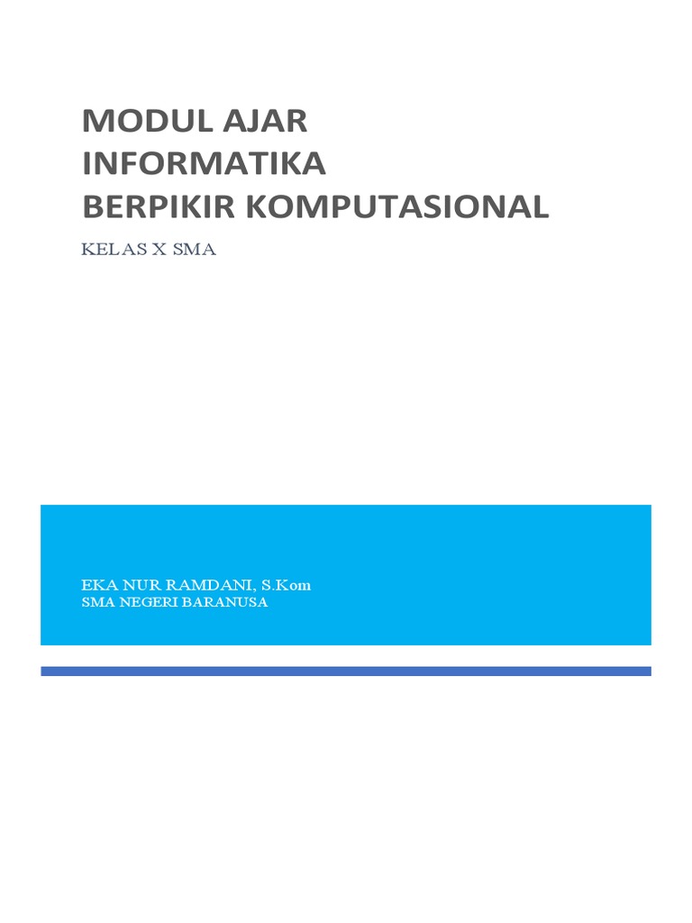 Modul Ajar Informatika 1 - Berpikir Komputasional | PDF