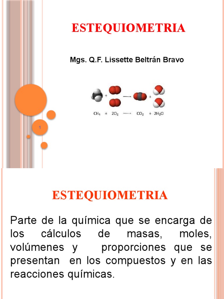 Diapositivas Estequiometria 1 | PDF | Mole (Unidad) | Estequiometría