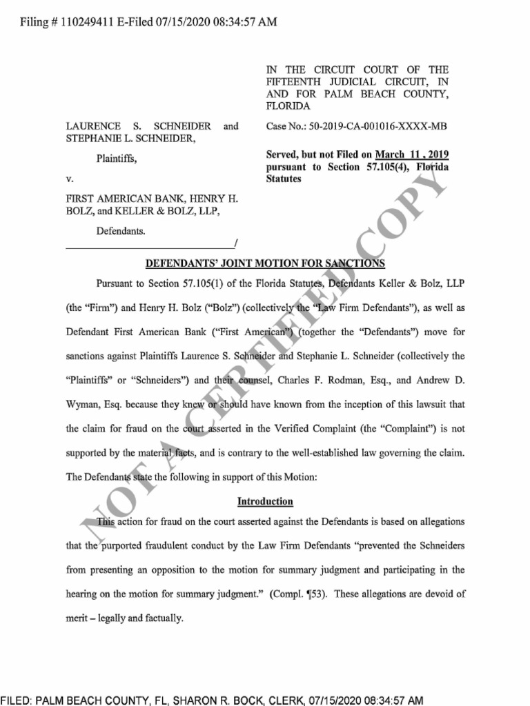 480 Defendant FAB's Motion For Sanctions To Schneider's 50-2019-001016 ...