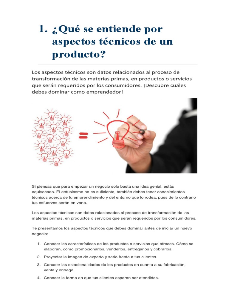 Aspectos Tecnicos de Negocio 1-5 | PDF | Iniciativa empresarial | Mercado (economía)