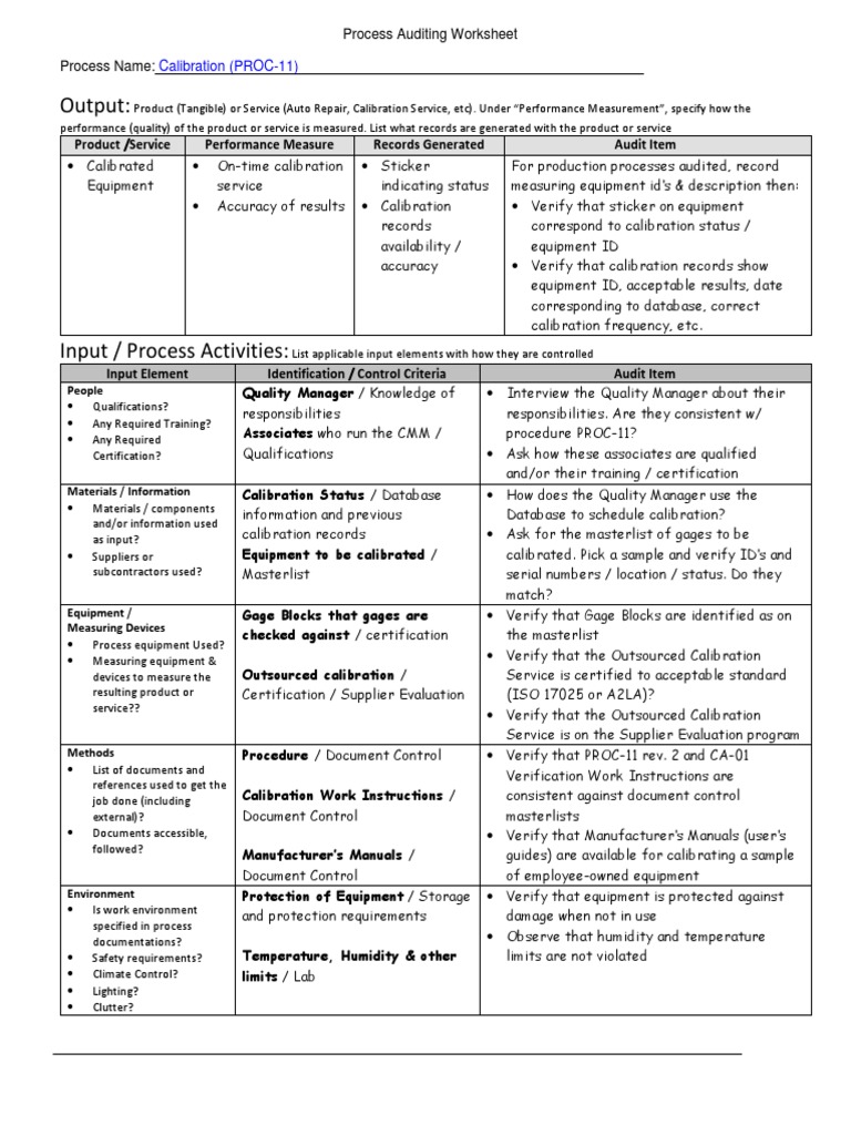Calibration Process Audit Guidelines | PDF | Calibration | Audit