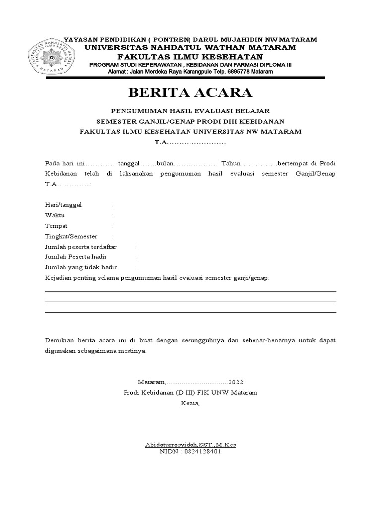 BERITA ACARA yUDISIUM | PDF