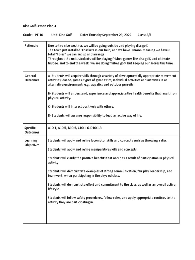 Disc Golf Lesson 3 | PDF