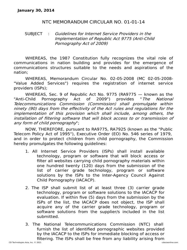 Guidelines For Internet Service Providers in The Implementation of ...